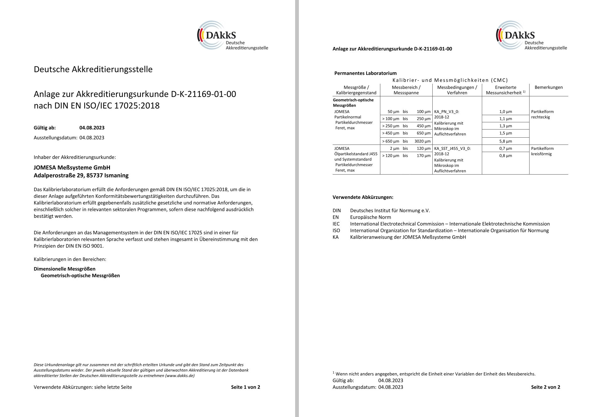 颗粒标准块和校准实验室